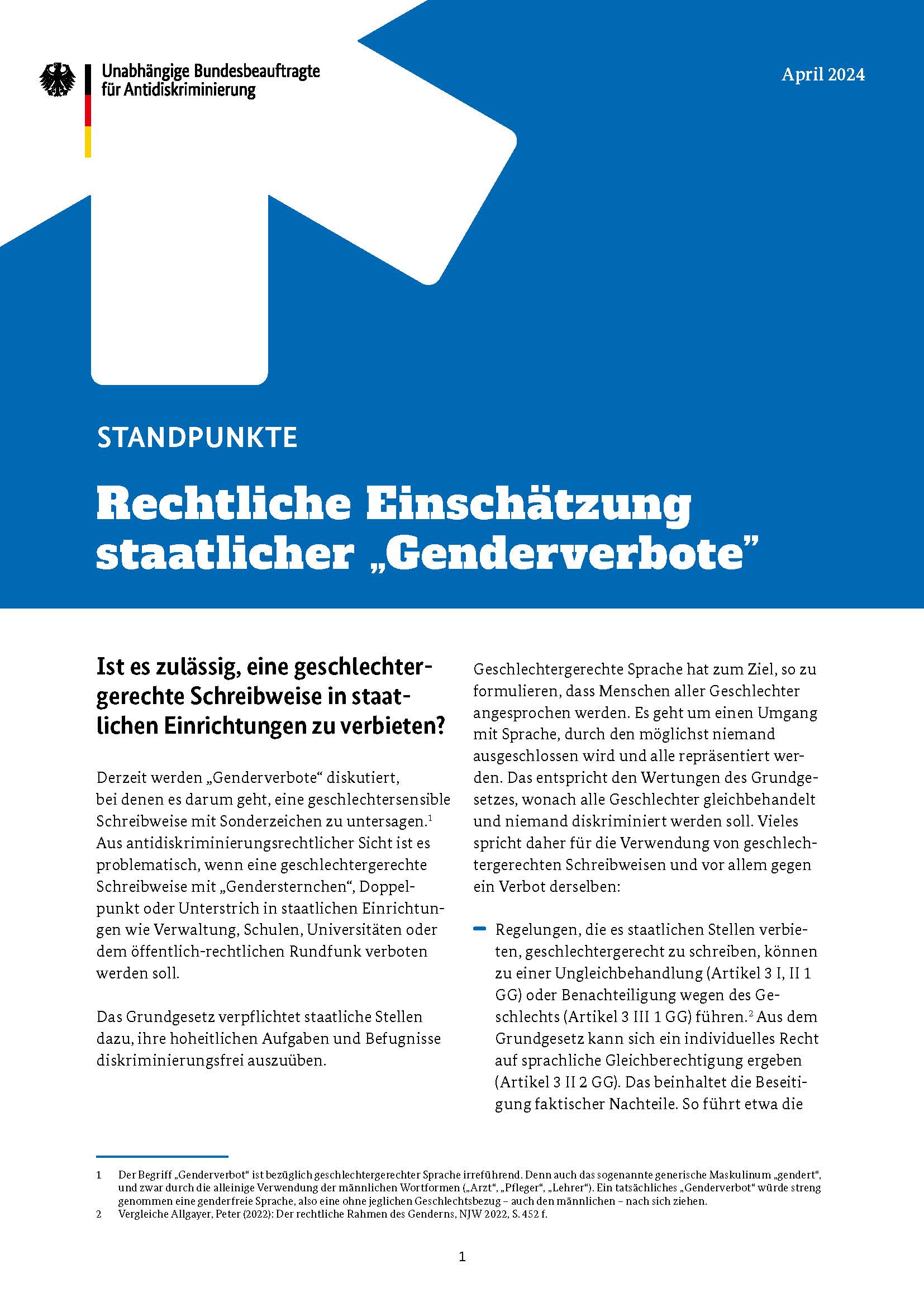 Antidiskriminierungsstelle Standpunkte
